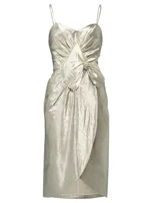 MAISON MARGIELA Bow-detail Lurex Midi Dress - Silver