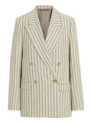 Acne Studios Double-breasted Striped Tweed Blazer - Stone