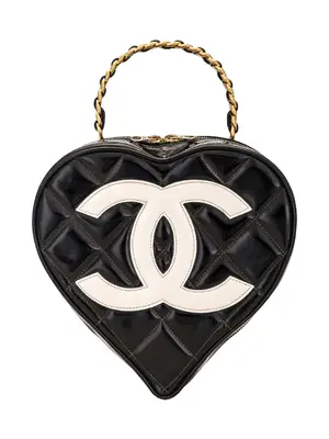 Chanel Vintage Heart Vanity Bag - Black & White