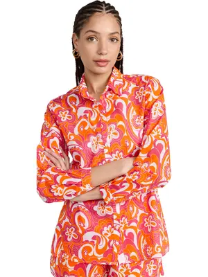 Playa Lucila Playa Lucila Retro Top Pink/orange Print