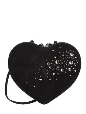 ALAÏA Alaïa Le Cœur Embellished Suede Shoulder Bag