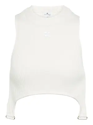 COURREGES Courrèges Ribbed-knit Cropped Top - White