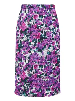 Dries Van Noten Floral Croc-effect Midi Skirt - Multicoloured