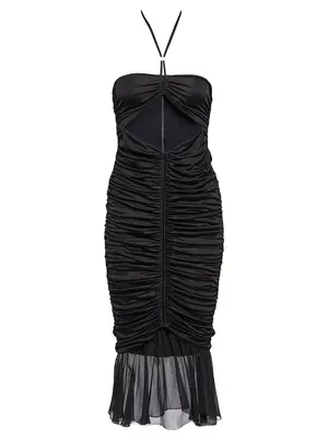 Blumarine Ruched Jersey Midi Dress - Black