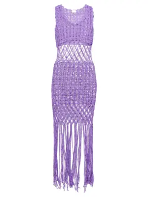 Anna Kosturova Crochet Minidress - Purple