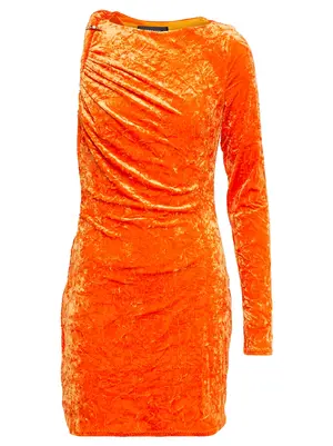 Versace Asymmetric Velvet Minidress - Orange