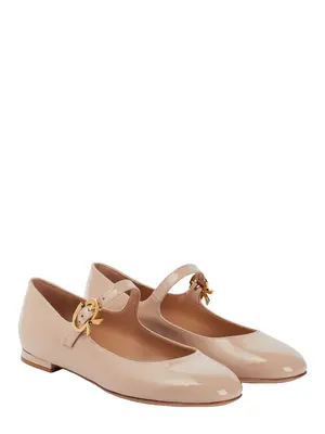 GIANVITO ROSSI Mary Ribbon Ballet Flats - Neutrals