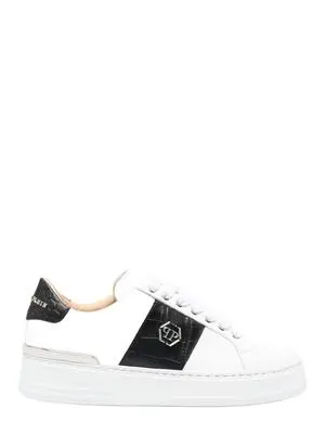 Philipp Plein Leather Logo-plaque Sneakers - White