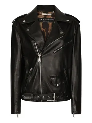 Dolce & Gabbana Leather Biker Jacket - Black