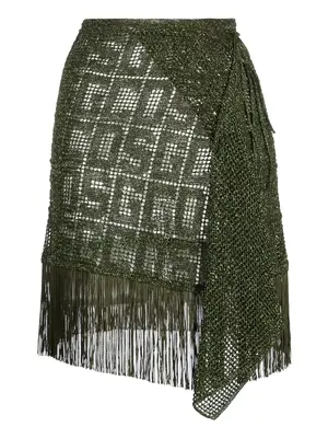 Gcds Fringe-detail Macramé Skirt - Green
