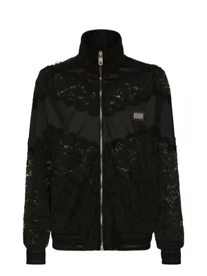 DOLCE & GABBANA Cordonetto-lace Zip-up Sweatshirt