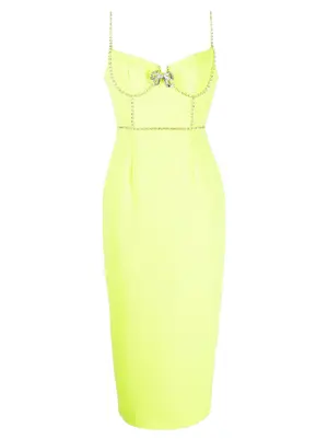 SELF-PORTRAIT Rhinestone-embellished Midi-dress - Yellow