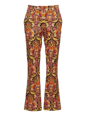 La DoubleJ Floral-print Flared Trousers - Black