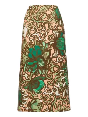 La DoubleJ Floral-print Pencil Skirt - Green