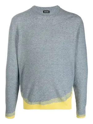 Zegna Ribbed-knit Crew Neck Sweatshirt - Blue