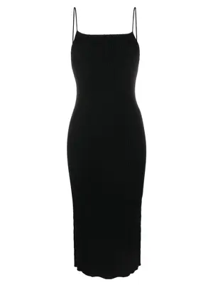 AERON Ribbed-knit Low-back Dress - Black