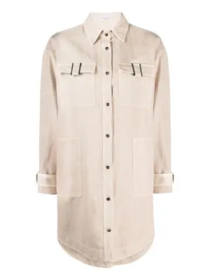 Brunello Cucinelli Cotton And Linen Oversized Shirt - Neutrals