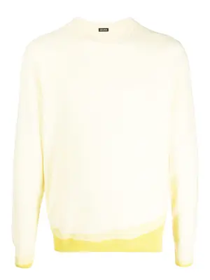 Zegna Ribbed-knit Crew Neck Sweatshirt - Yellow