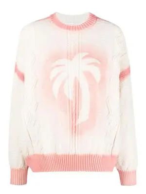Palm Angels Sprayed Palm Jumper - White