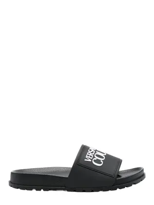 Versace Logo-print Slides - Black