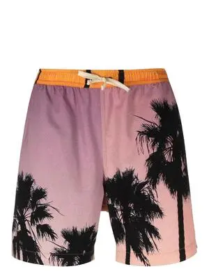 BLUE SKY INN Palm Tree-print Swim Shorts - Orange