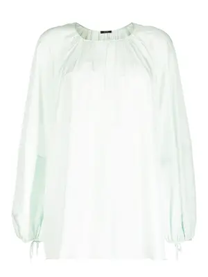 JOSEPH Gathered-neck Silk Blouse - Green