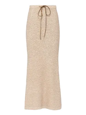 Prada Drawstring Bouclé Maxi Skirt - Neutrals