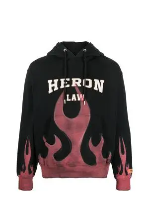 Heron Preston Flame-print Cotton Hoodie - Black