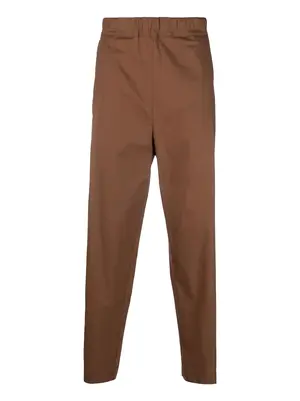 LANEUS Stretch-cotton Tapered Trousers - Brown