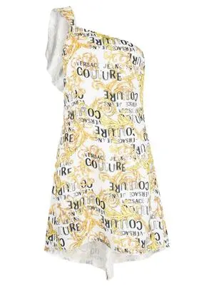 Versace Logo-print One-shoulder Dress - White