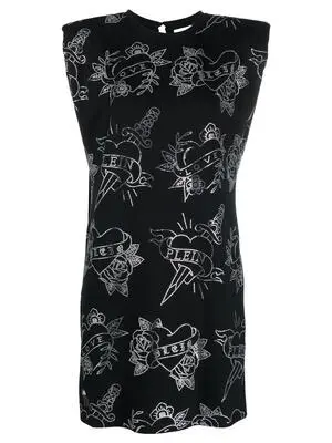 PHILIPP PLEIN Graphic-Print Sleeveless Mini Dress