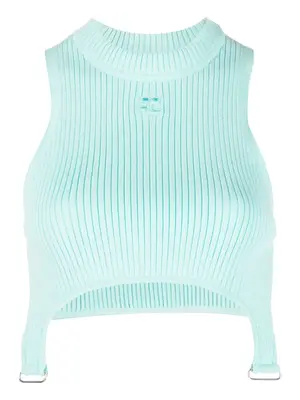 COURREGES Logo-patch Sleeveless Top - Blue