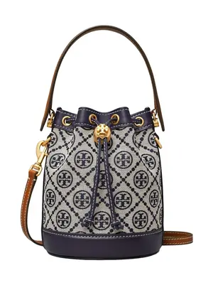 Tory Burch T Monogram Bucket Bag - Blue