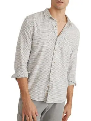 Marine Layer Selvage Striped Long Sleeve Button Front Shirt - Natural
