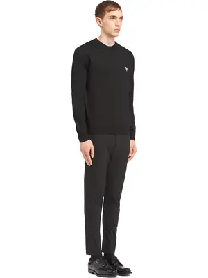 Prada Superfine Wool Crew-neck Sweater - Black