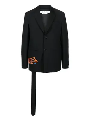 Off-White Graf Coupe Strap Single-breasted Blazer - Black