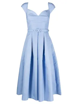 SELF-PORTRAIT Pleated Midi Dress - Blue