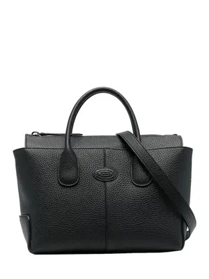 TOD'S Grained Leather Medium Tote Bag - Black