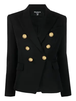 Balmain Double-breasted Fitted Jacket - Black