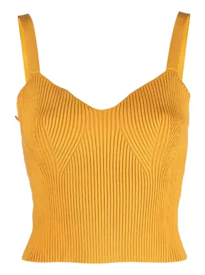 Vince Ribbed-knit Bralette Top - Yellow