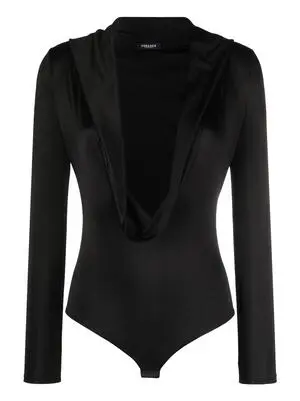 Versace Cowl-neck Long-sleeved Bodysuit - Black