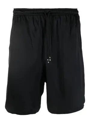 LANEUS Elasticated Waistband Cotton Shorts - Black