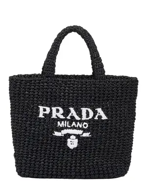 Prada Small Crochet Tote Bag - Black