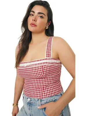 REFORMATION Eloise Linen Top - Red