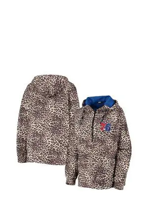G-III SPORTS BY CARL BANKS Philadelphia 76ers Gabriella Windbreaker Hoodie - Leopard