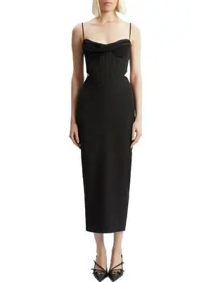 Bardot Bardot Martini Corset Cutout Midi Dress Black