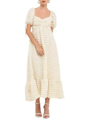 Endless Rose Texture Puff Sleeve Maxi Dress - Ivory