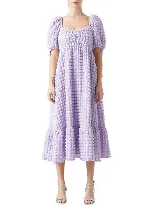 Endless Rose Texture Puff Sleeve Maxi Dress - Lilac