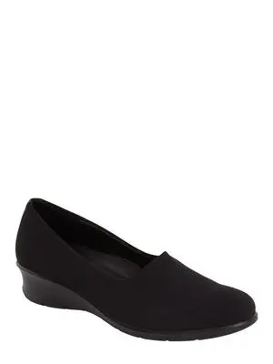 Ecco Felicia Stretch Wedge Loafer - Black Leather