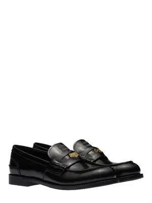 Miu Miu Brushed Leather Penny Loafers - Black
